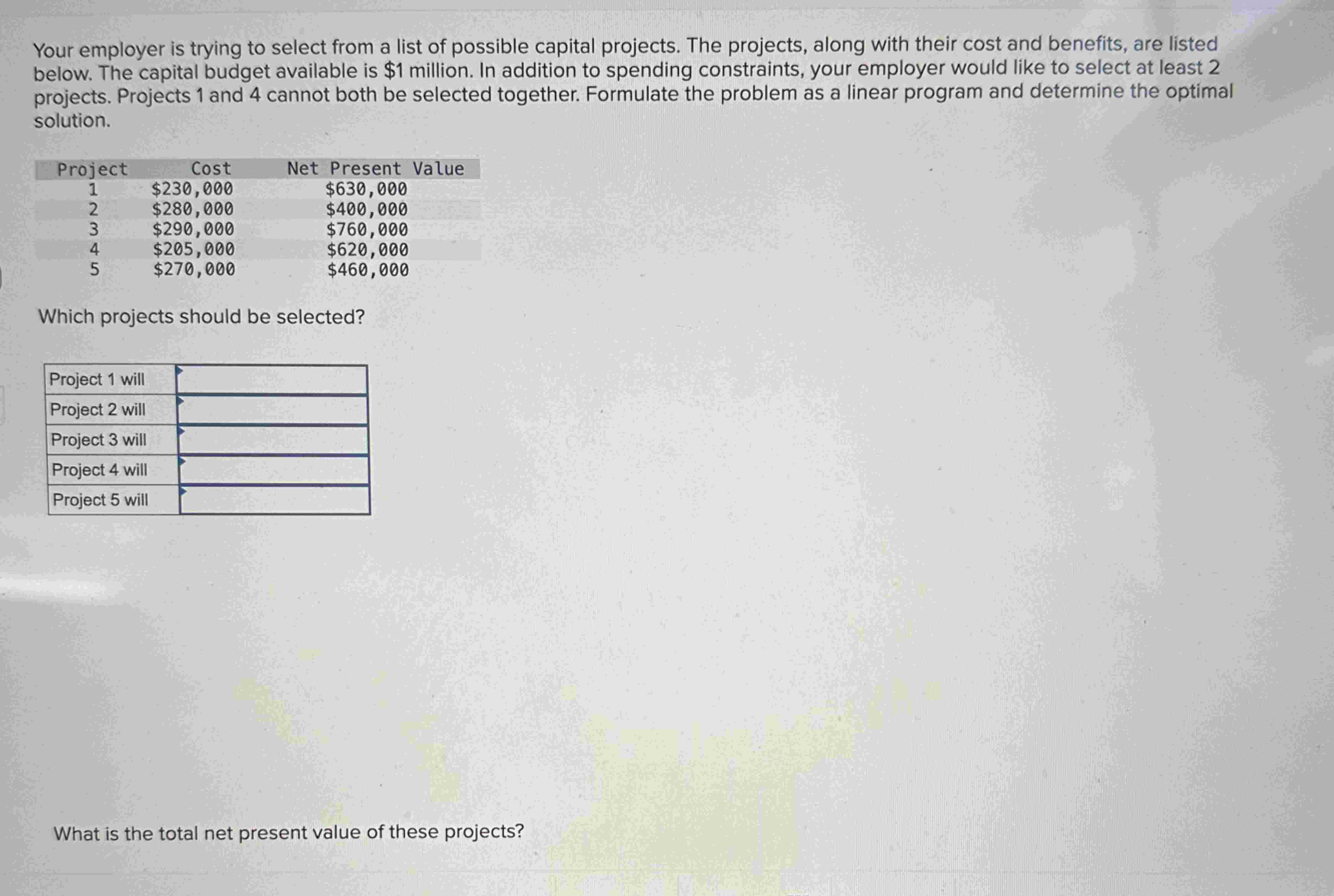 Solved Your employer is trying to select from a list of | Chegg.com
