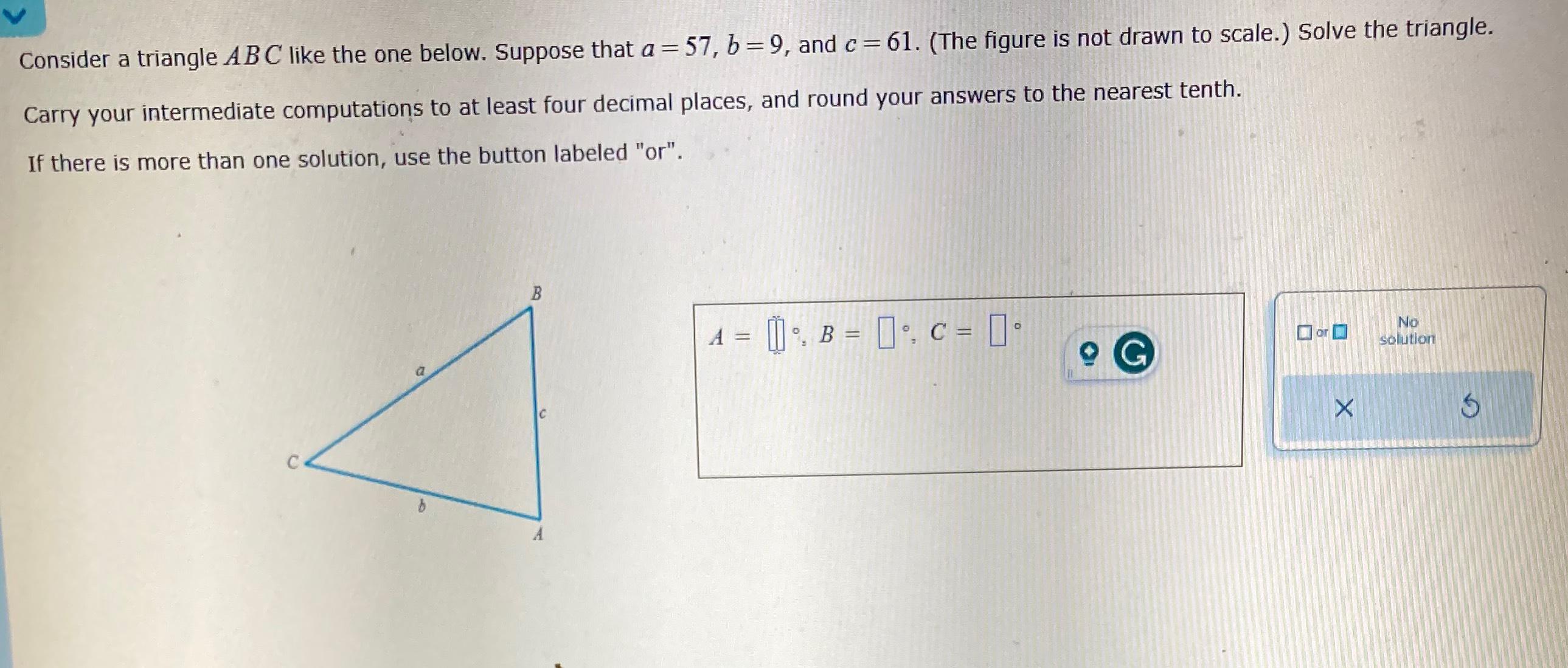 Solved Consider a triangle ABC like the one below. Suppose | Chegg.com