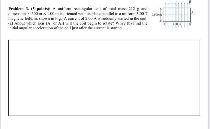 Solved Problem 3. (5 points): A uniform rectangular coil of | Chegg.com