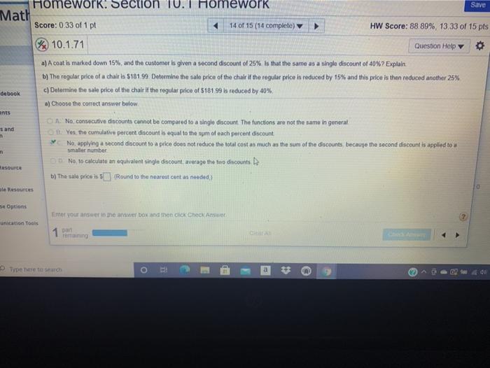 Solved Save Homework. Section 10. I Homework Math Score: | Chegg.com Solved Save Homework. Section 10. I Homework Math Score: | Chegg.com