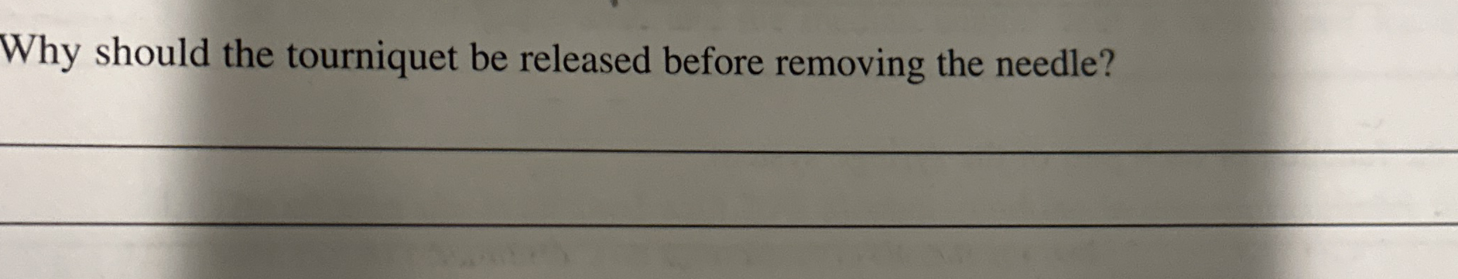 Solved Why should the tourniquet be released before removing | Chegg.com