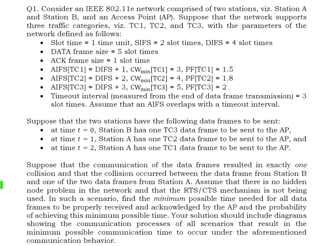 Solved 1. ﻿Consider an IEEE 802.11e network comprised of two | Chegg.com