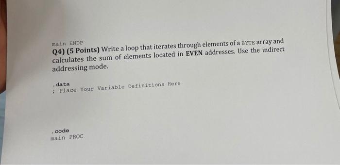 Solved Main Endp Q4 5 Points Write A Loop That Iterates