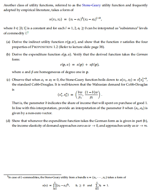 Solved Another class of utility functions, referred to as | Chegg.com