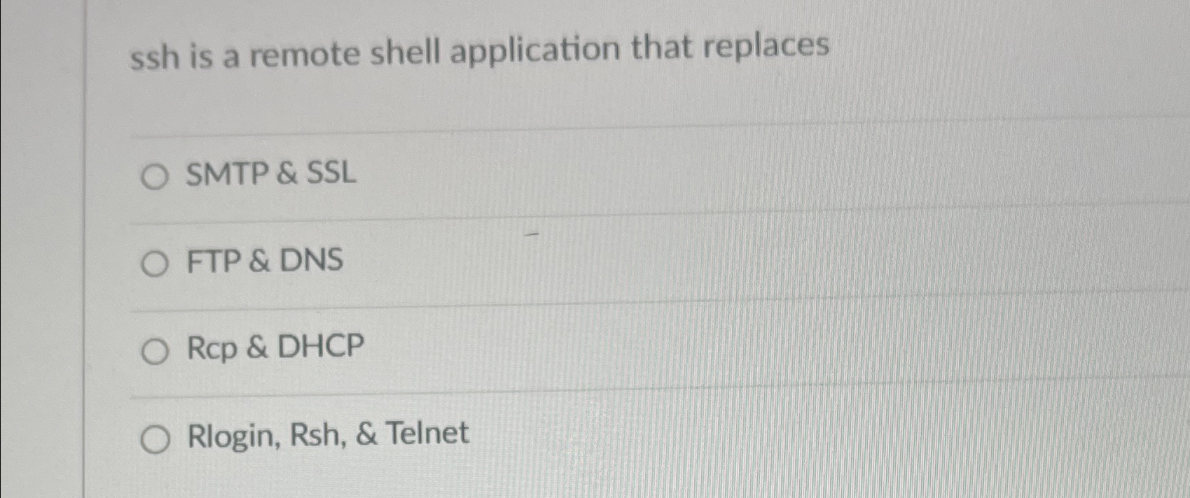 Solved ssh is a remote shell application that replacesSMTP & | Chegg.com