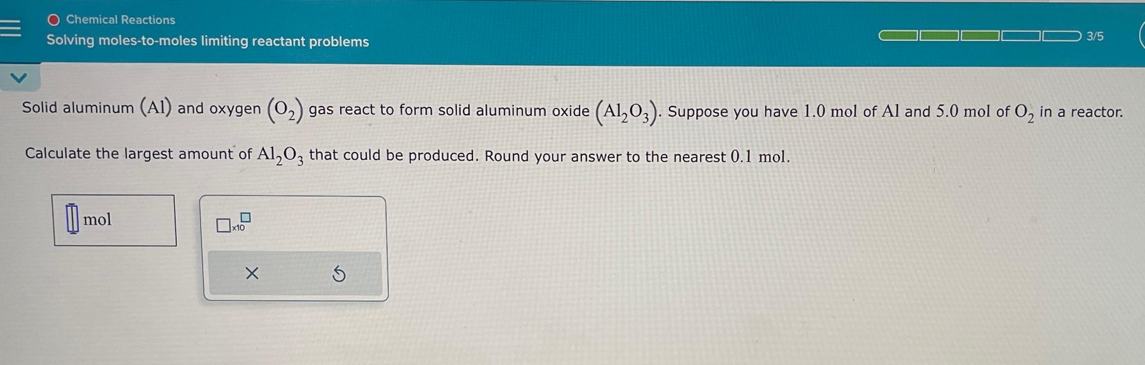 Solved Solid aluminum (Al) ﻿and oxygen (O2) ﻿gas react to | Chegg.com