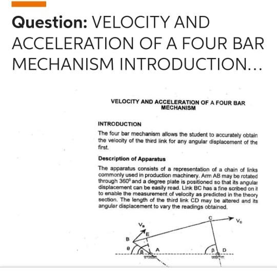Question: VELOCITY AND ACCELERATION OF A FOUR BAR | Chegg.com