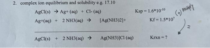 Solved complex ion equilibrium and solubility e.g. 17.10 | Chegg.com
