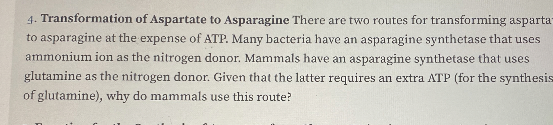 Solved Transformation of Aspartate to Asparagine There are | Chegg.com