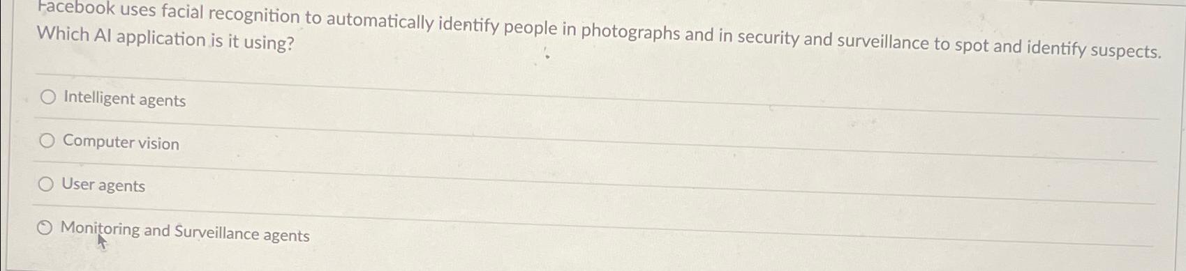 Solved Facebook uses facial recognition to automatically | Chegg.com