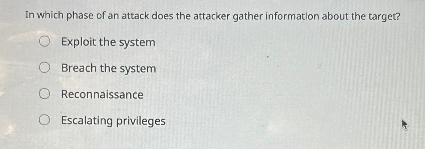 Solved In which phase of an attack does the attacker gather | Chegg.com
