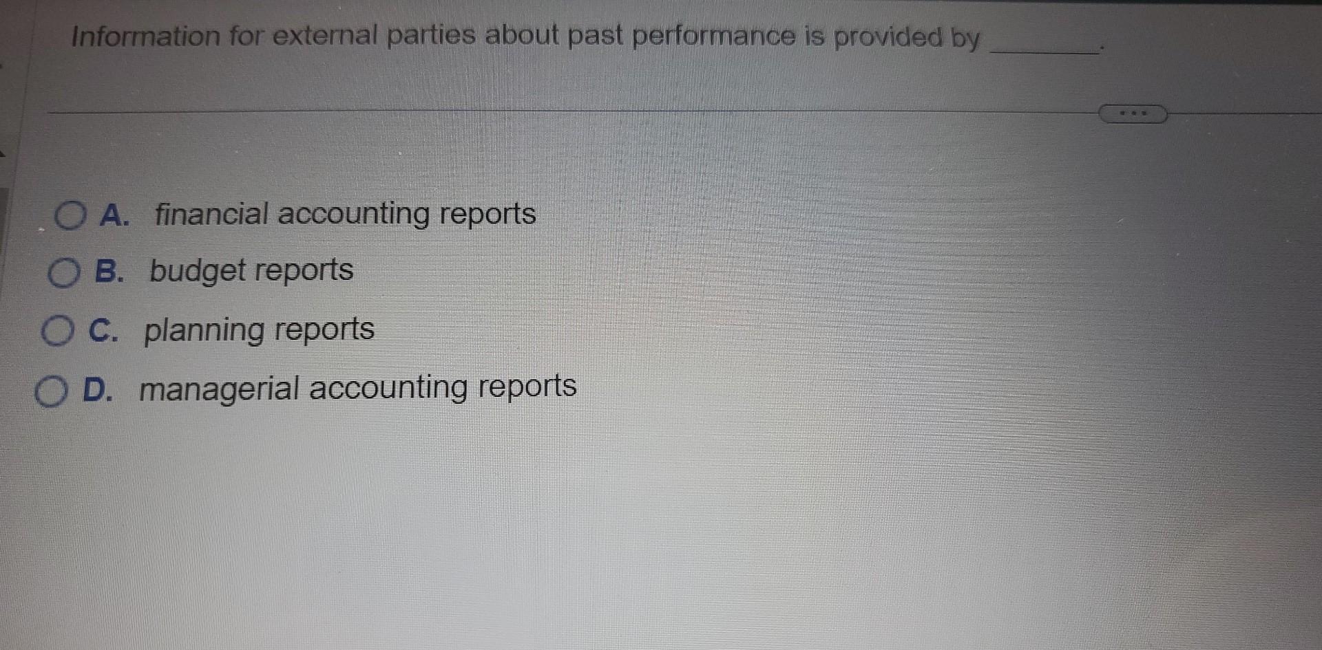 Solved Information for external parties about past | Chegg.com