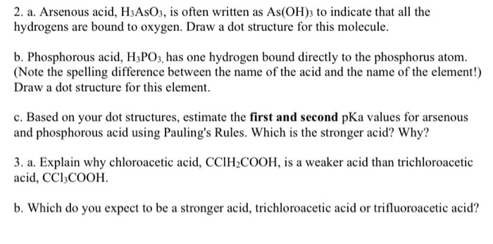 Solved 2. a. Arsenous acid, H:AsO3, is often written as | Chegg.com