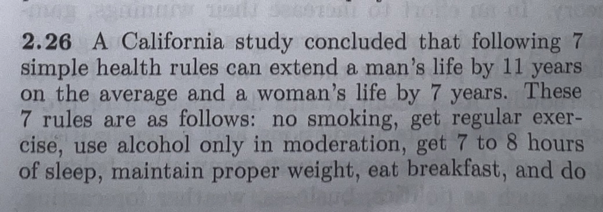 Solved 2.26 ﻿A California study concluded that following 7 | Chegg.com