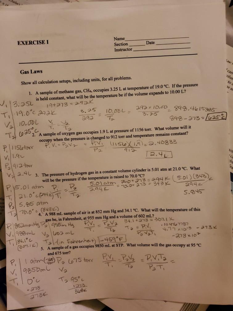 Solved EXERCISE I Name Section Instructor Date Gas Laws can | Chegg.com