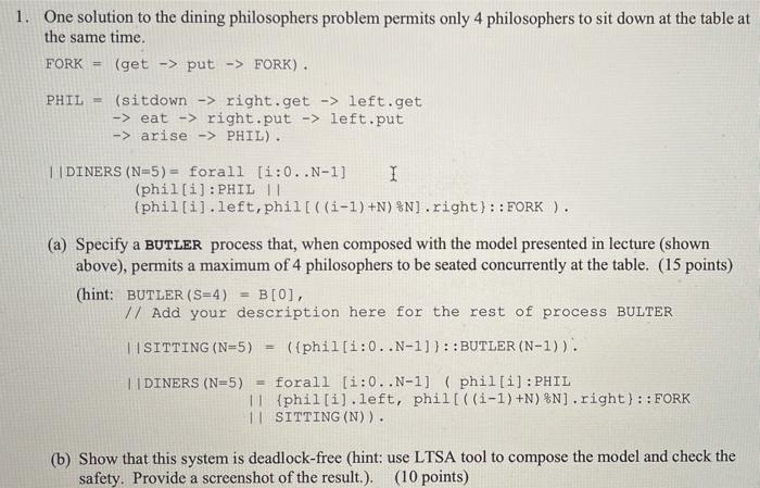 1. One solution to the dining philosophers problem | Chegg.com