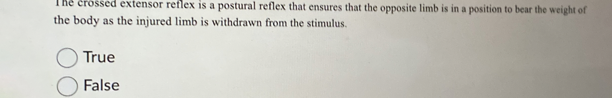 Solved The crossed extensor reflex is a postural reflex that | Chegg.com