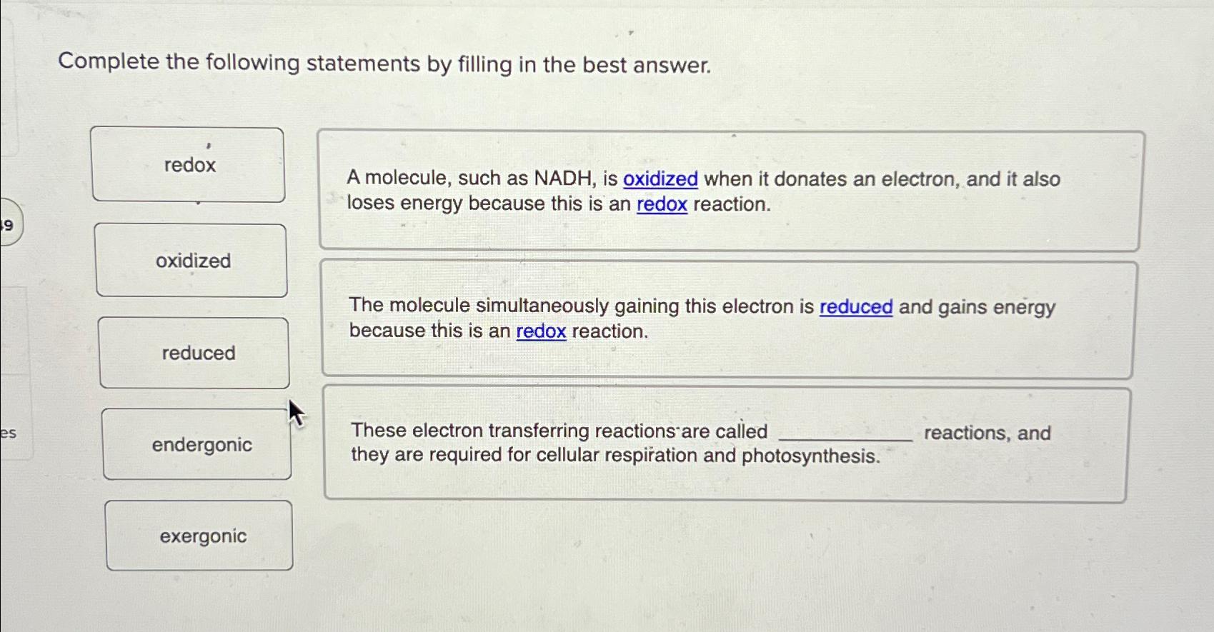 Solved Complete the following statements by filling in the | Chegg.com