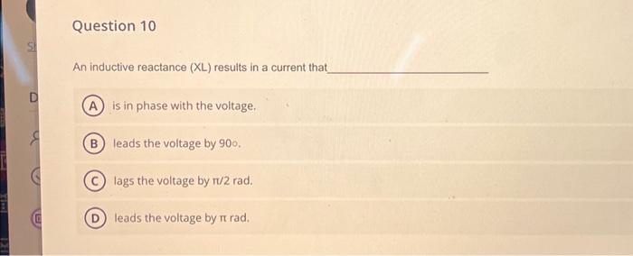 Solved An inductive reactance \\( (\\mathrm{XL}) \\) results | Chegg.com