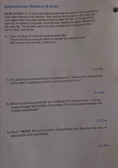 Solved Appendicular Skeleton \& Knee CASE STUDY: A | Chegg.com