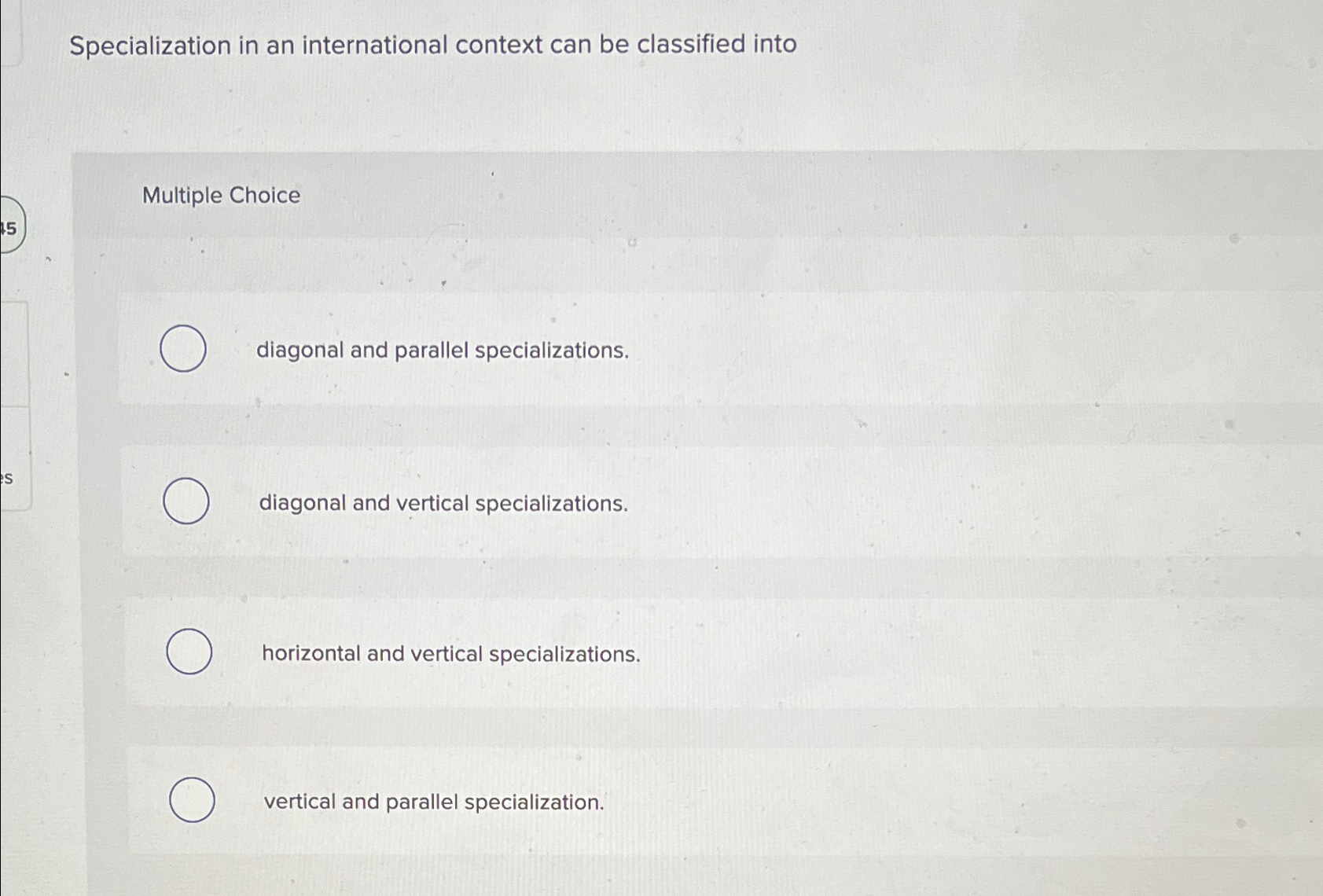 Solved Specialization in an international context can be | Chegg.com