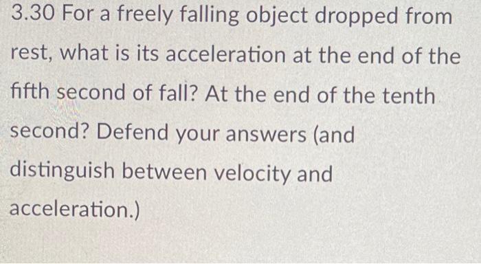 Solved 3.30 For a freely falling object dropped from rest, | Chegg.com
