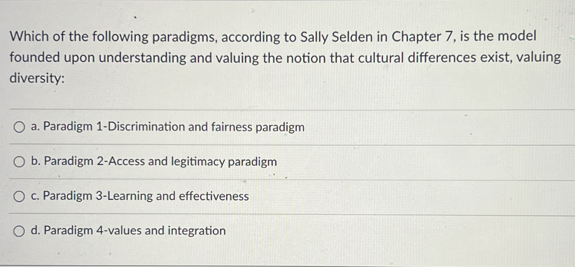 Solved Which of the following paradigms, according to Sally | Chegg.com