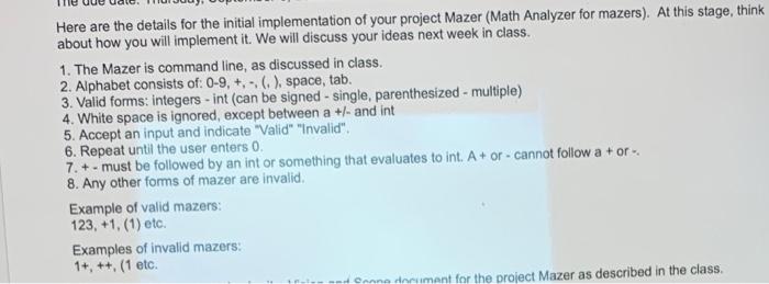 Solved Here are the details for the initial implementation | Chegg.com