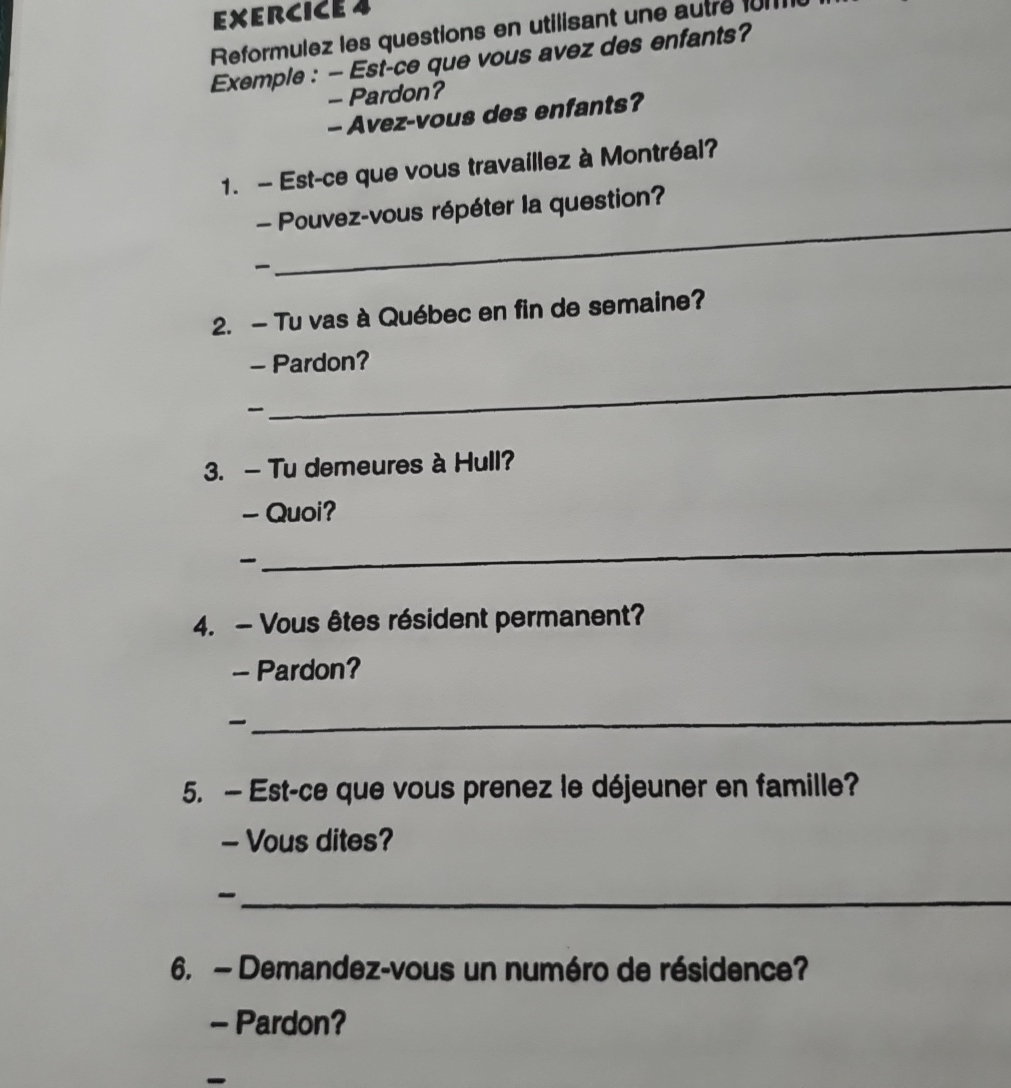 Reformulez les questions en utilisant une | Chegg.com