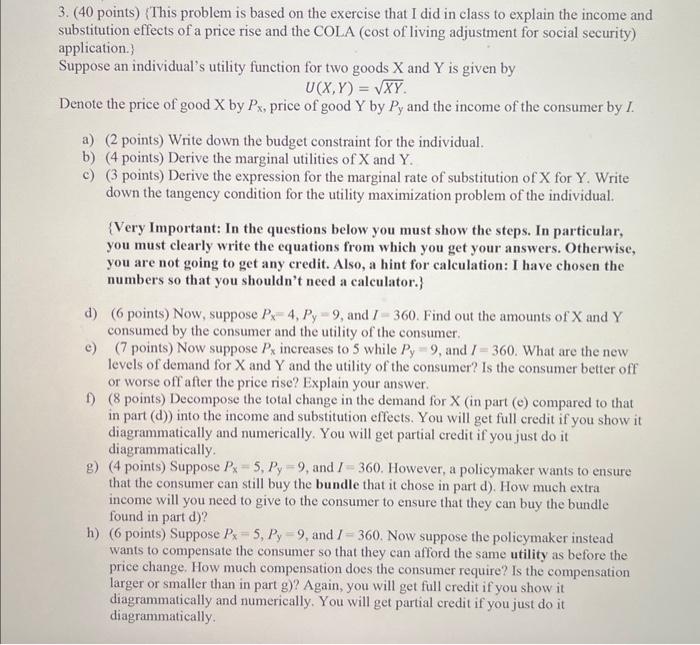 Solved 3. ( 40 points) (This problem is based on the | Chegg.com