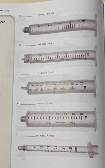 Solved 7. syringe; 29 untits8. syringe: 78 whits 9. syringe; | Chegg.com