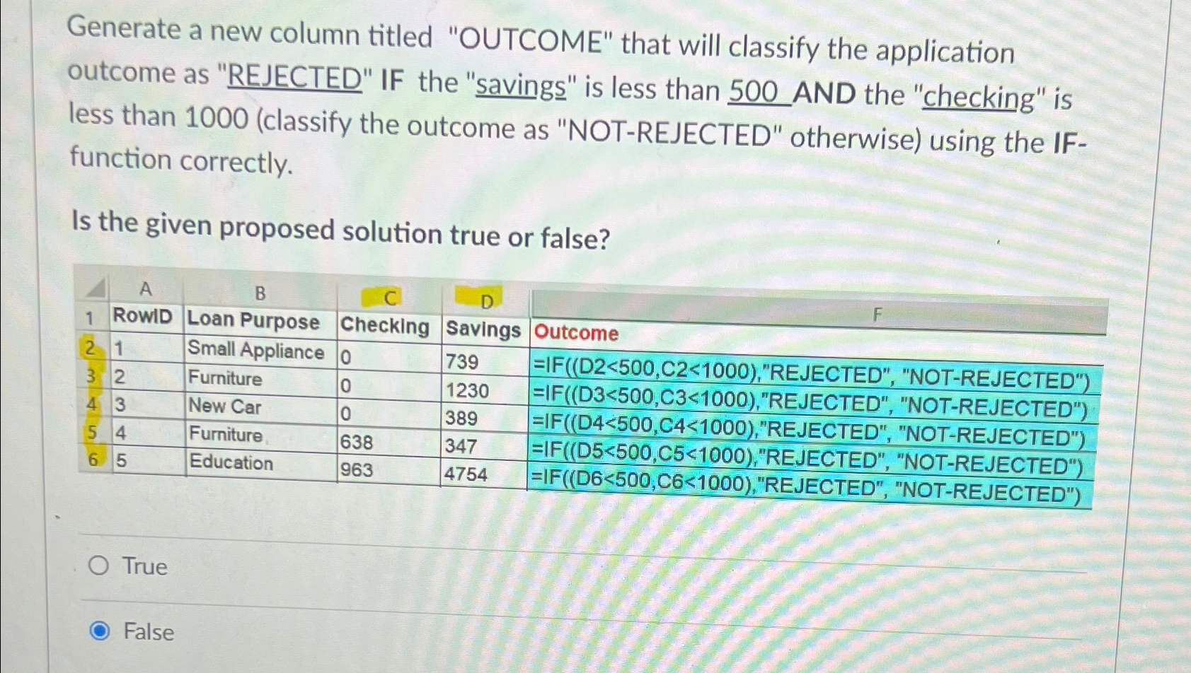 Solved Generate a new column titled "OUTCOME" that will | Chegg.com