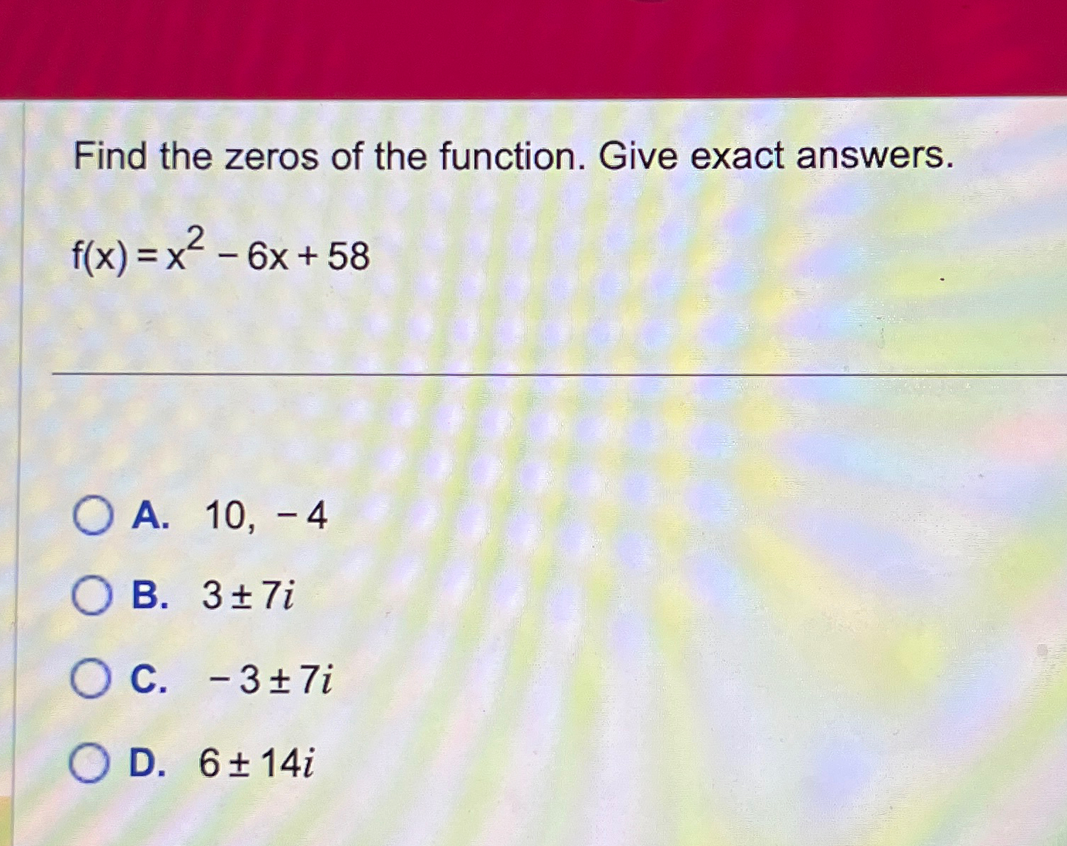 Solved Find the zeros of the function. Give exact | Chegg.com