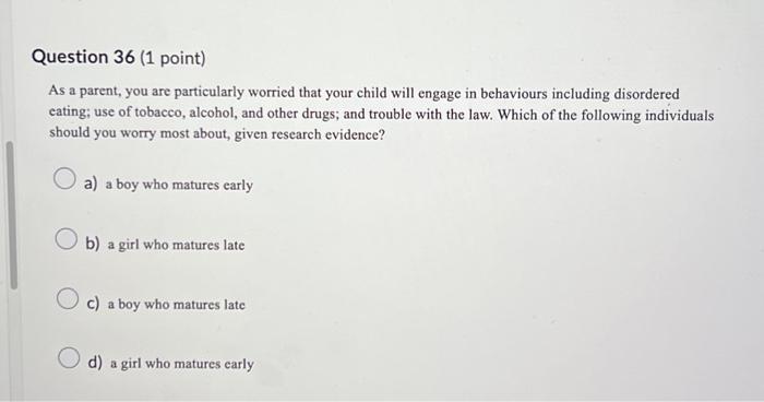 Solved As a parent, you are particularly worried that your | Chegg.com