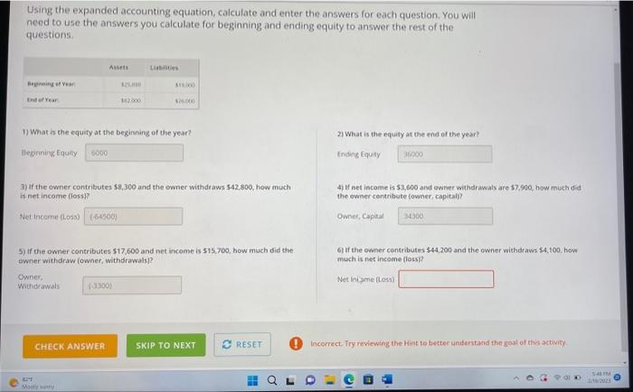 Solved Using the expanded accounting equation, calculate and | Chegg.com