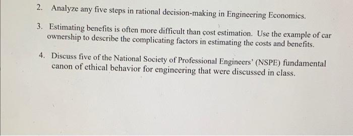 Solved 2. Analyze any five steps in rational decision-making | Chegg.com