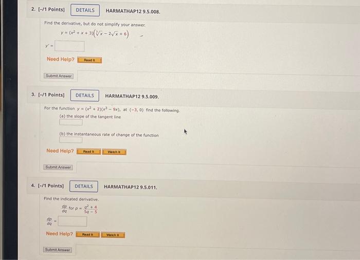 Find the derivative, but do not simplify your answer. | Chegg.com