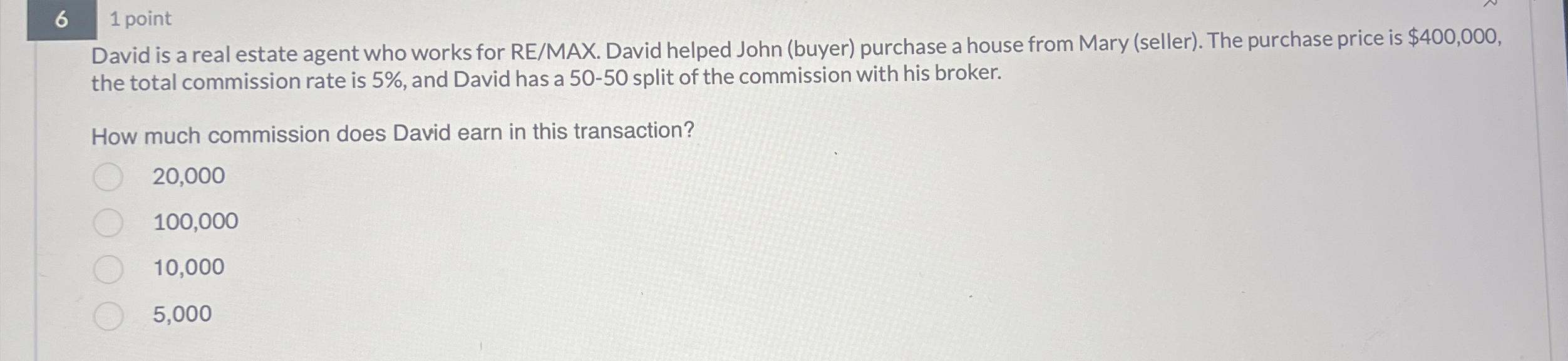 Solved 61 ﻿pointDavid is a real estate agent who works for | Chegg.com