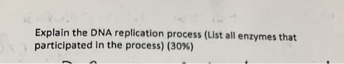 Solved Explain the DNA replication process (List all enzymes | Chegg.com