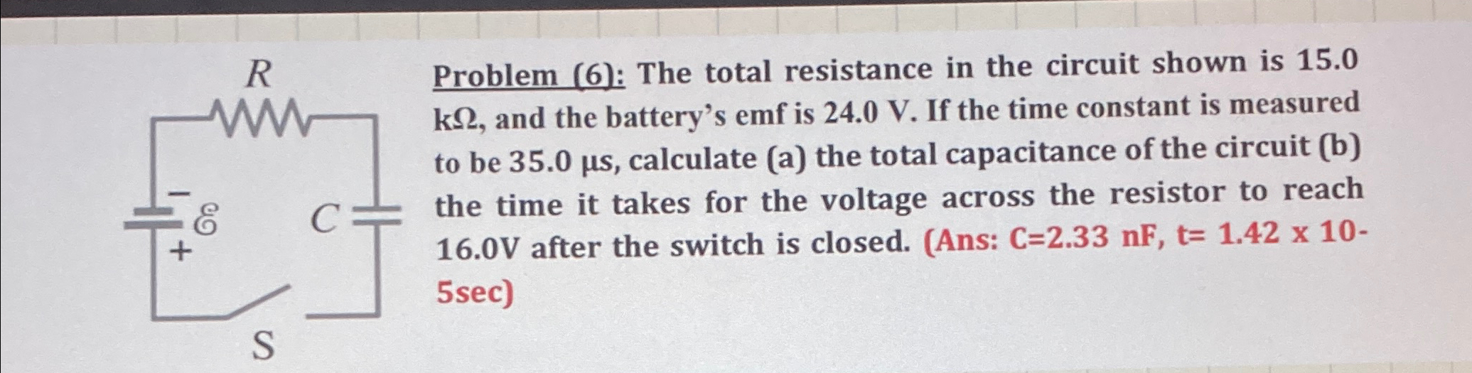 Solved Problem (6): The total resistance in the circuit | Chegg.com