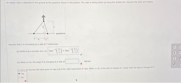 Solved An elastic rope is attached to the ground at the | Chegg.com