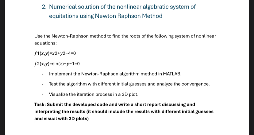 Solved Numerical solution of the nonlinear algebratic system | Chegg.com