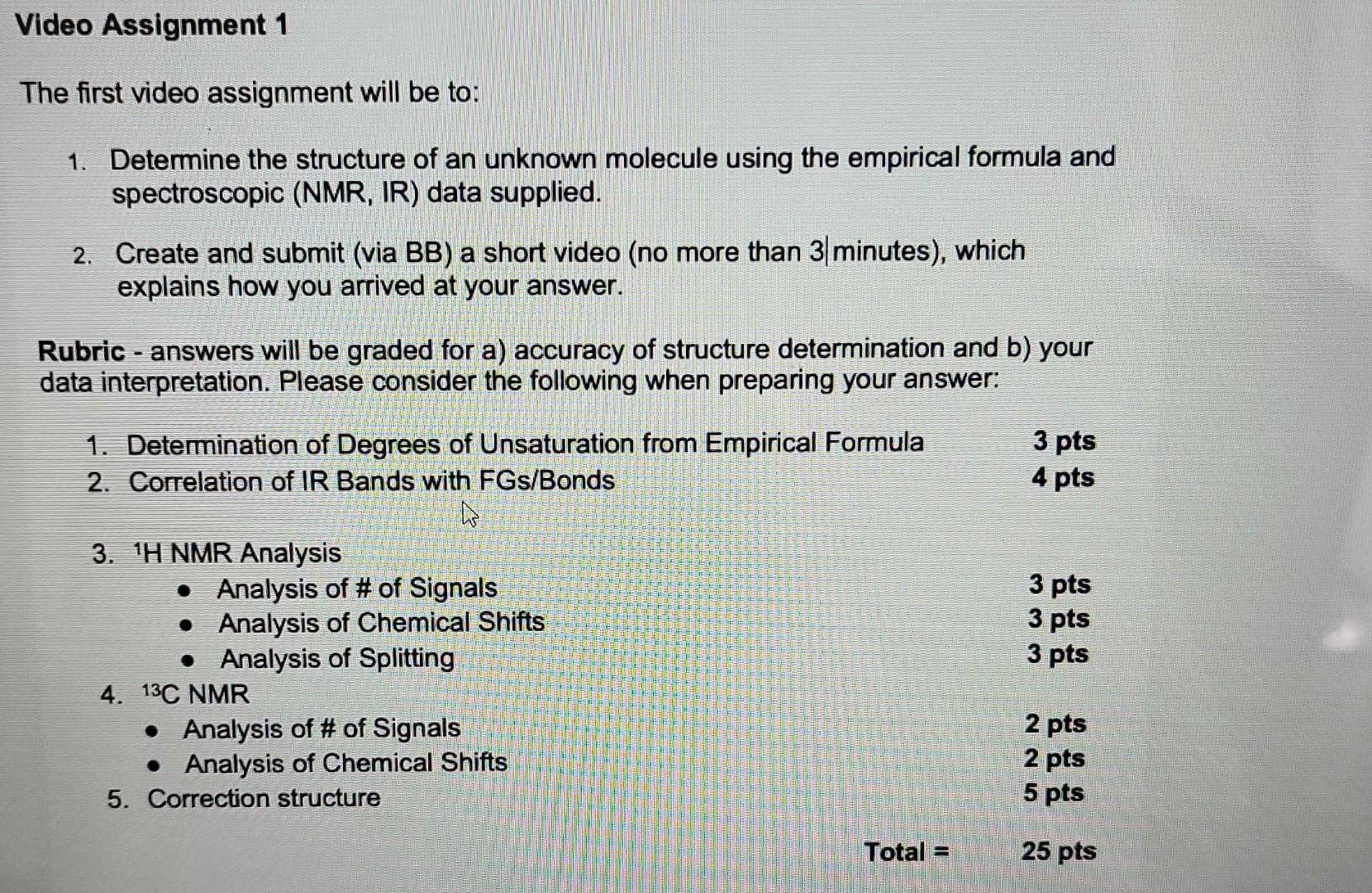 Solved Video Assignment 1 The first video assignment will be | Chegg.com