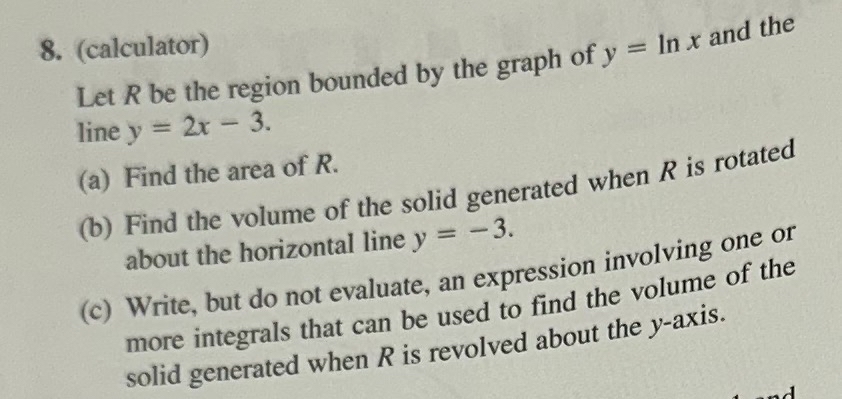 Solved (calculator)Let R ﻿be the region bounded by the graph | Chegg.com