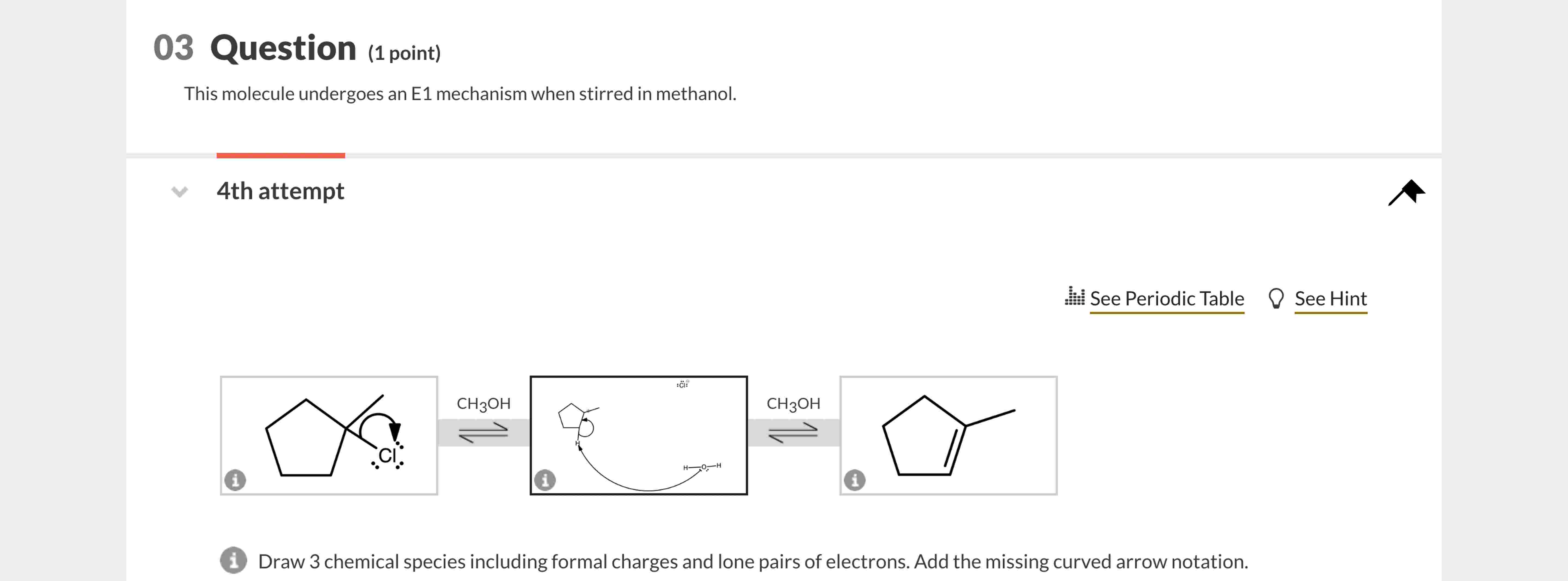 Solved 03 ﻿Question (1point)This molecule undergoes an E1 | Chegg.com