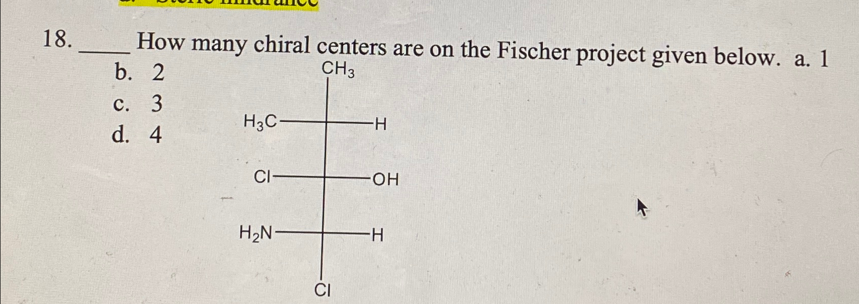 Solved How many chiral centers are on the Fischer project | Chegg.com