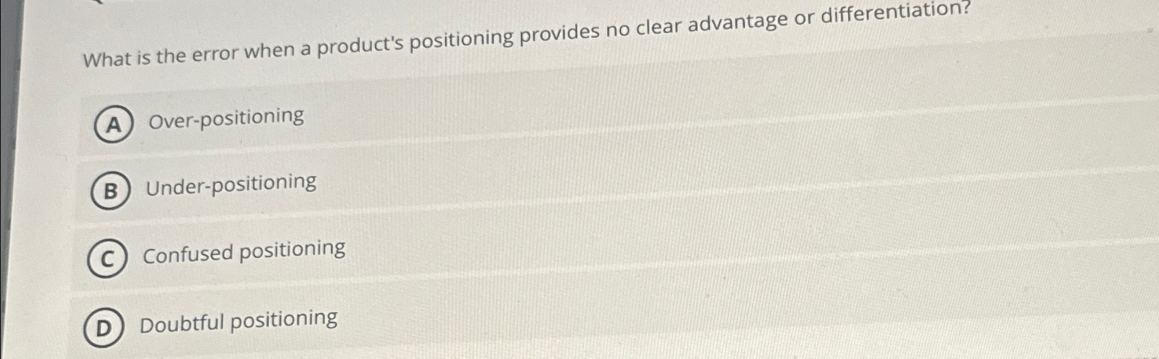 Solved What is the error when a product's positioning | Chegg.com