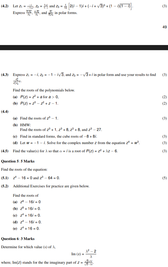 Solved (4.2) Let z1=−1+i−i,z2=1−i1+i and | Chegg.com