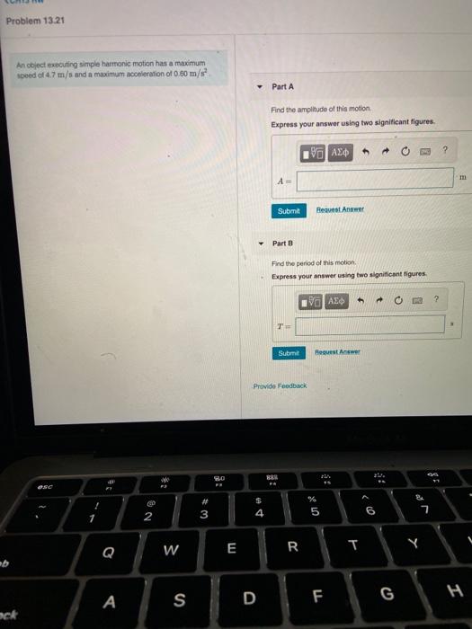 Solved Problem 13.21 An object executing simple harmonic | Chegg.com