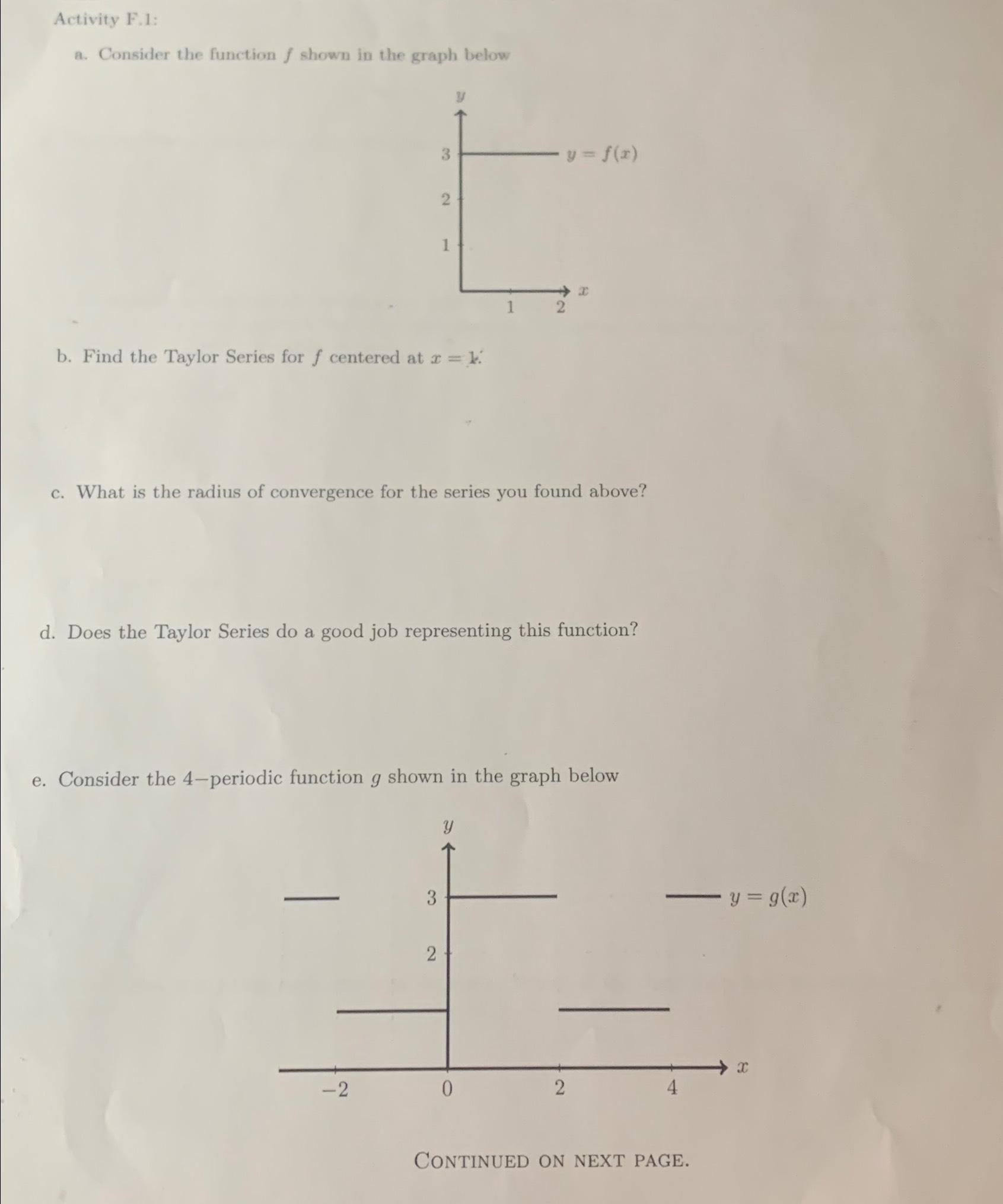 Solved Activity F.1:a. ﻿Consider the function f ﻿shown in | Chegg.com